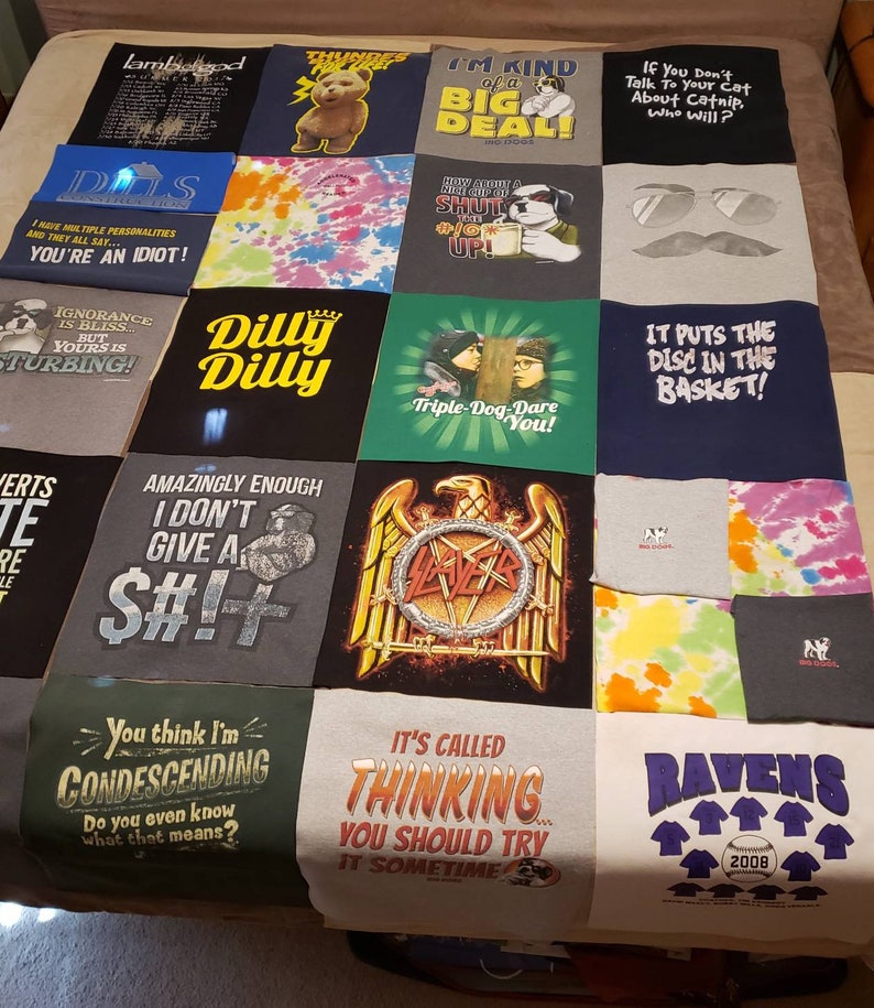 Custom T-shirt Quilt or Shirt Quilt, Memory Quilt - Etsy