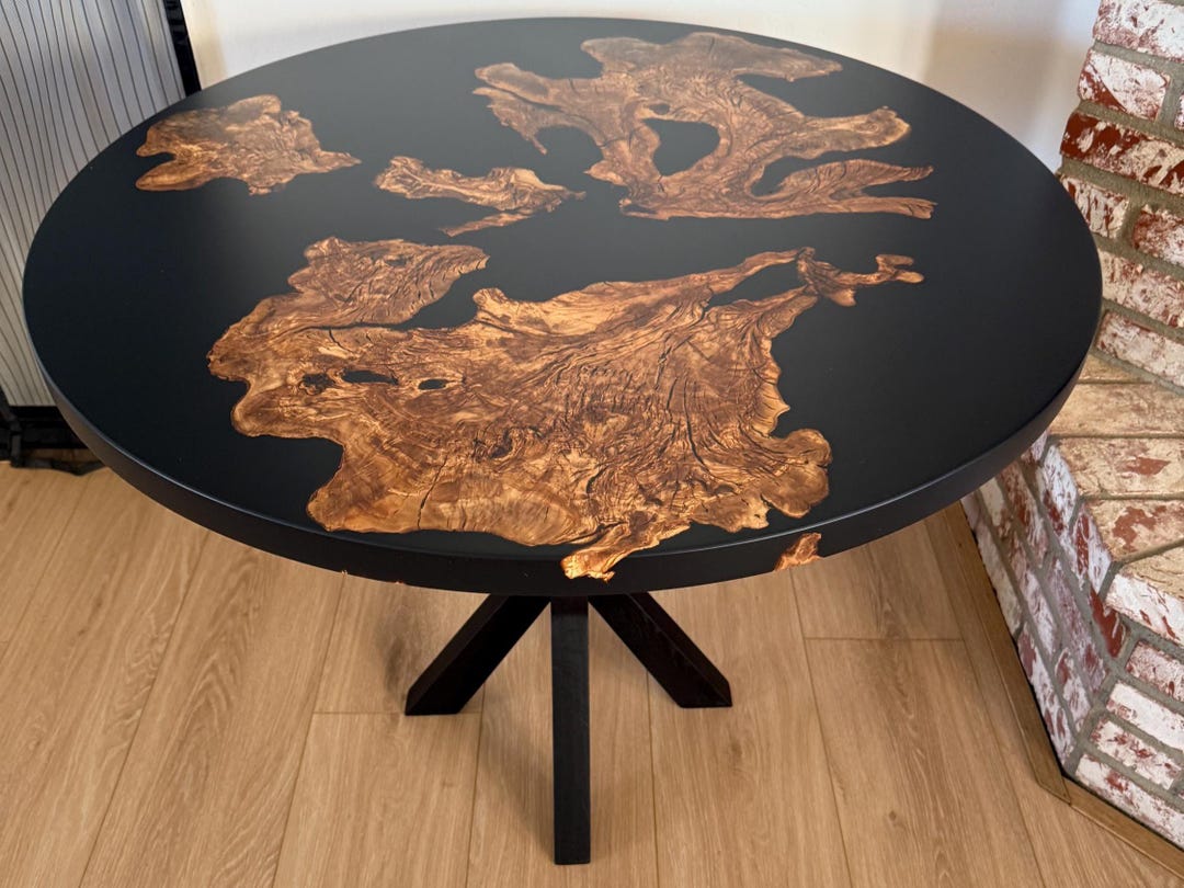 Swedish Burl Black Resin Round Table - Etsy