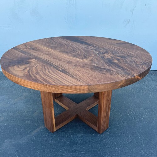 Round Solid Wood Oak Coffee Table Rustic Circle Coffee Table - Etsy