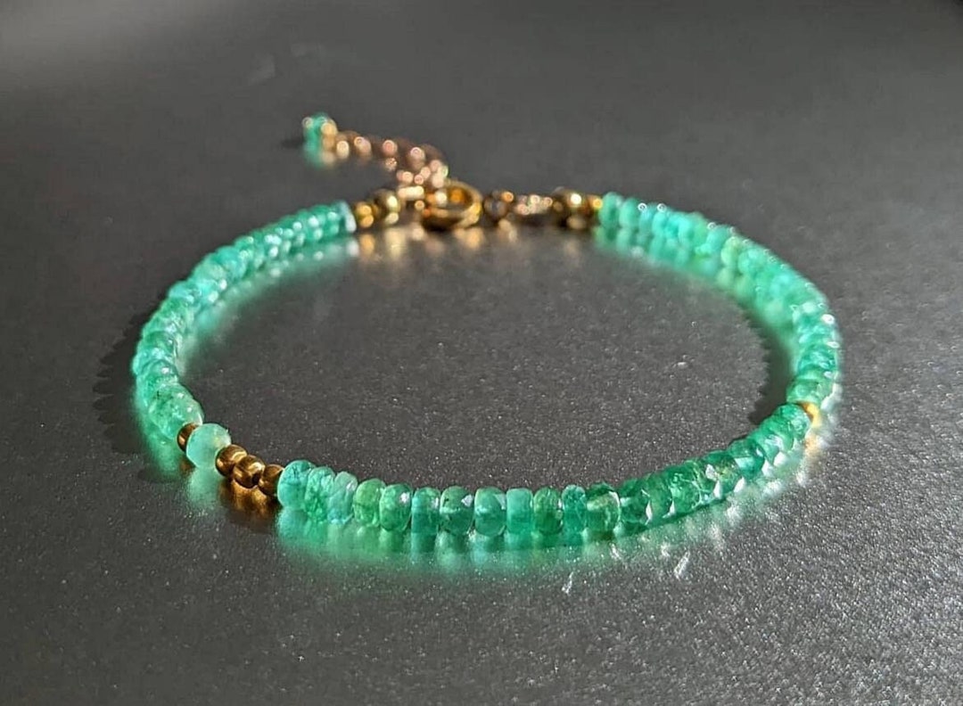 14K Smaragd Armband Smaragd Perlen Armband Natürliche Smaragd Armband ...