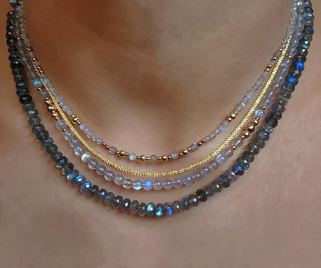 Flashy Labradorite Necklace Gold Labradorite Necklace Rainbow ...