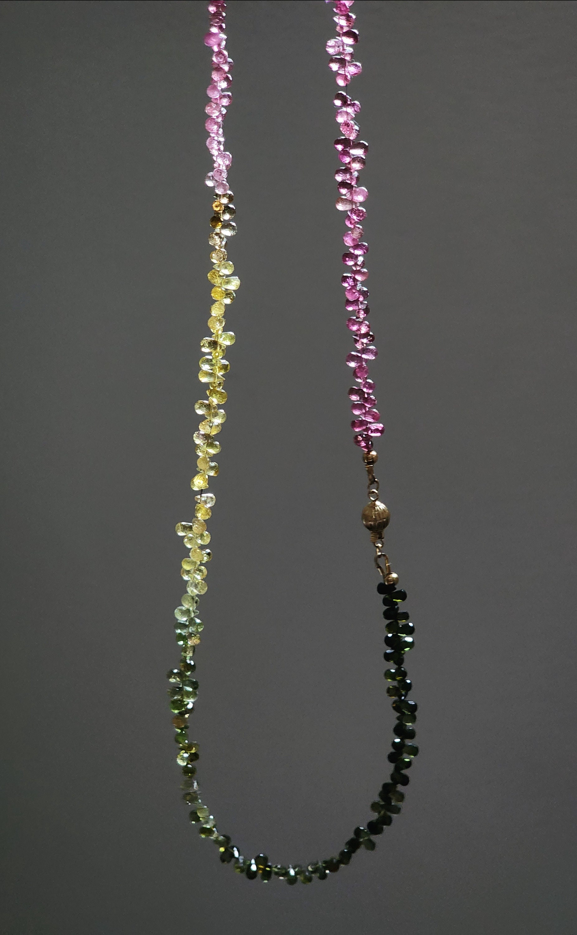 Solid Gold Tourmaline Necklace Natural Tourmaline Drop Necklace ...