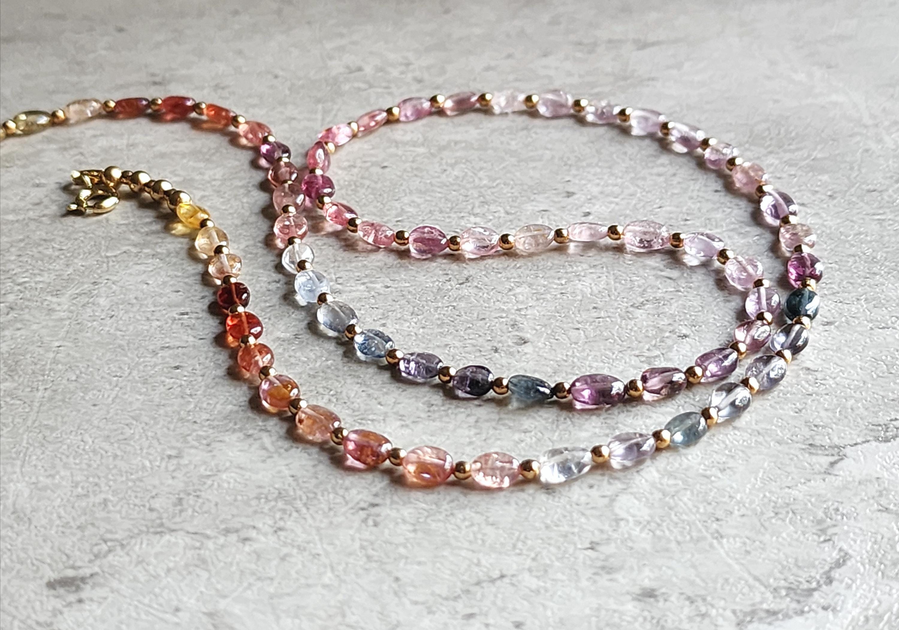 Natural Multicolour Spinel Beaded Necklace Multi Spinel Necklace ...