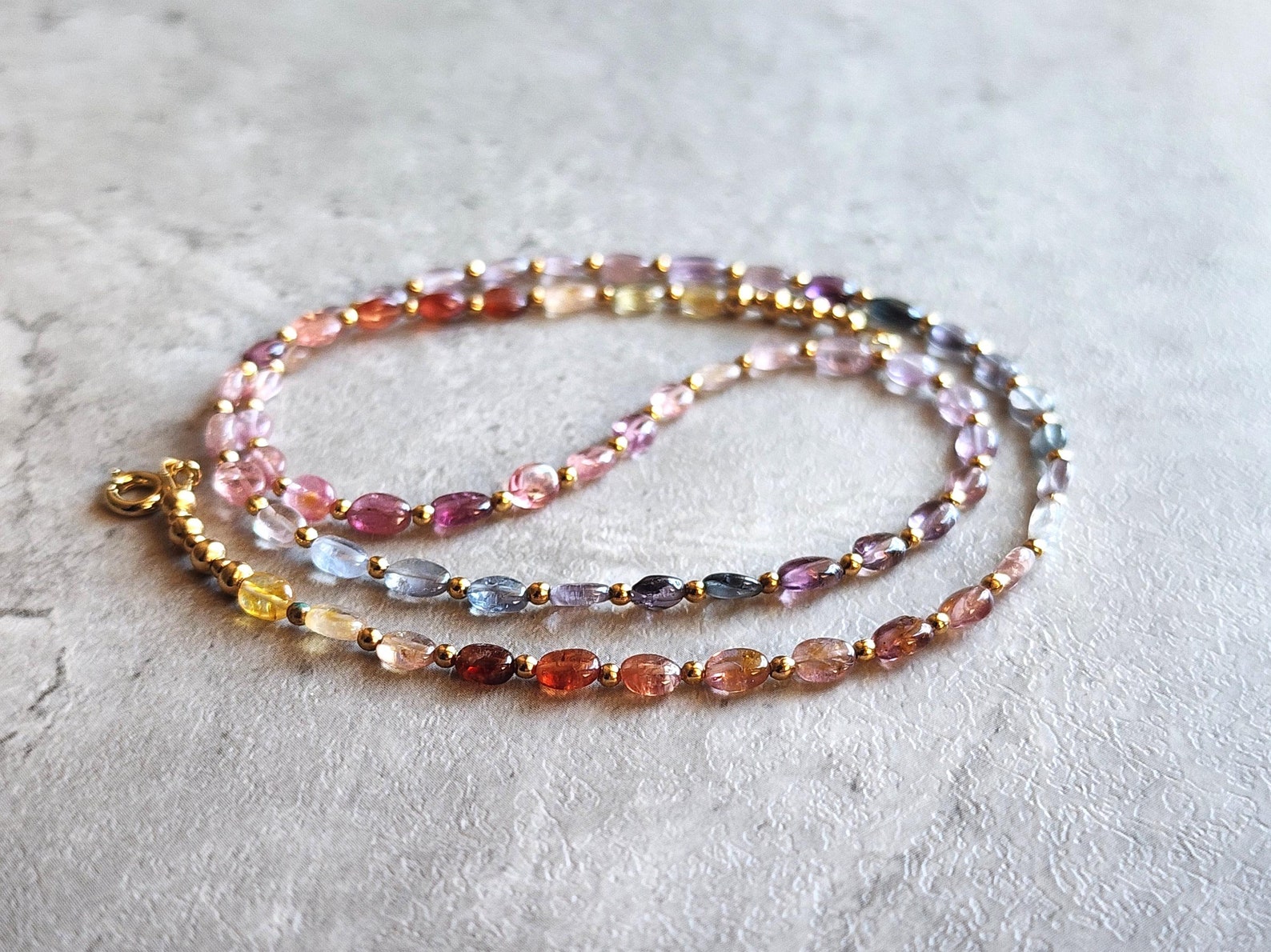 Natural Multicolour Spinel Beaded Necklace Multi Spinel Necklace ...