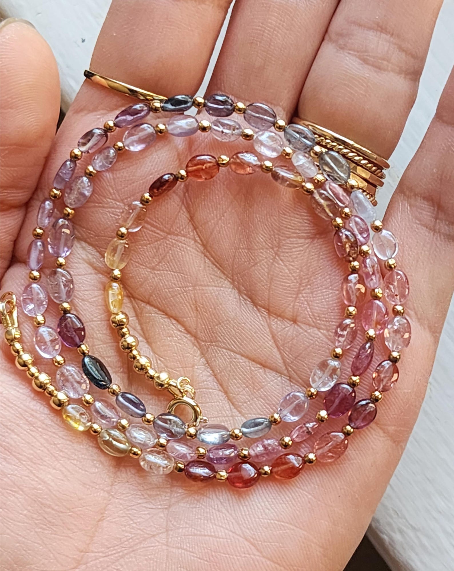 Natural Multicolour Spinel Beaded Necklace Multi Spinel Necklace ...