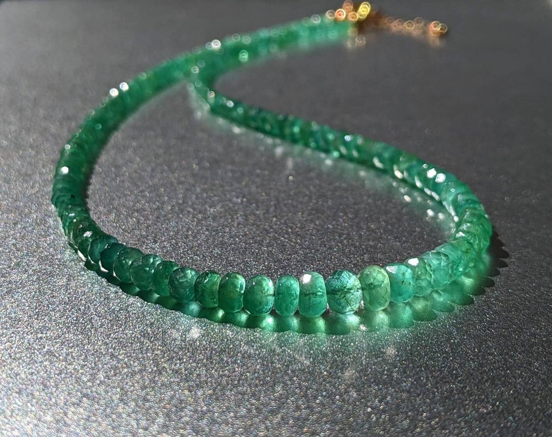 Emerald Necklace Emerald Beaded Necklace 14K Emerald Choker - Etsy