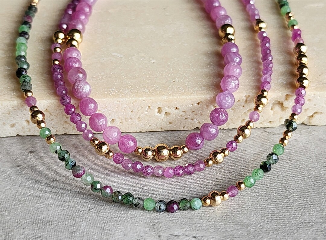 Natural Ruby Necklace Gold Ruby Choker Ruby Beaded Necklace Ruby ...