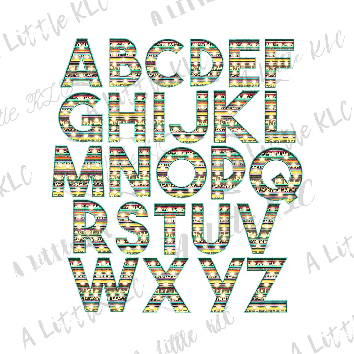 Leopard Serape Marquee Alphabet Marquee Png Serape Letters - Etsy