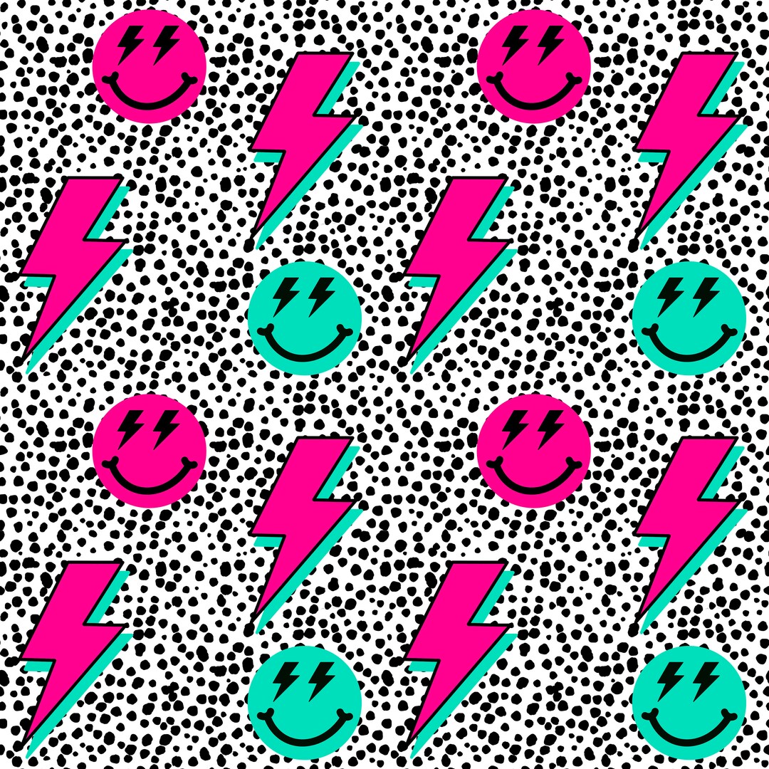 Seamless Hot Pink and Turquoise on Dalmatian Spots, Happy Face Digital ...