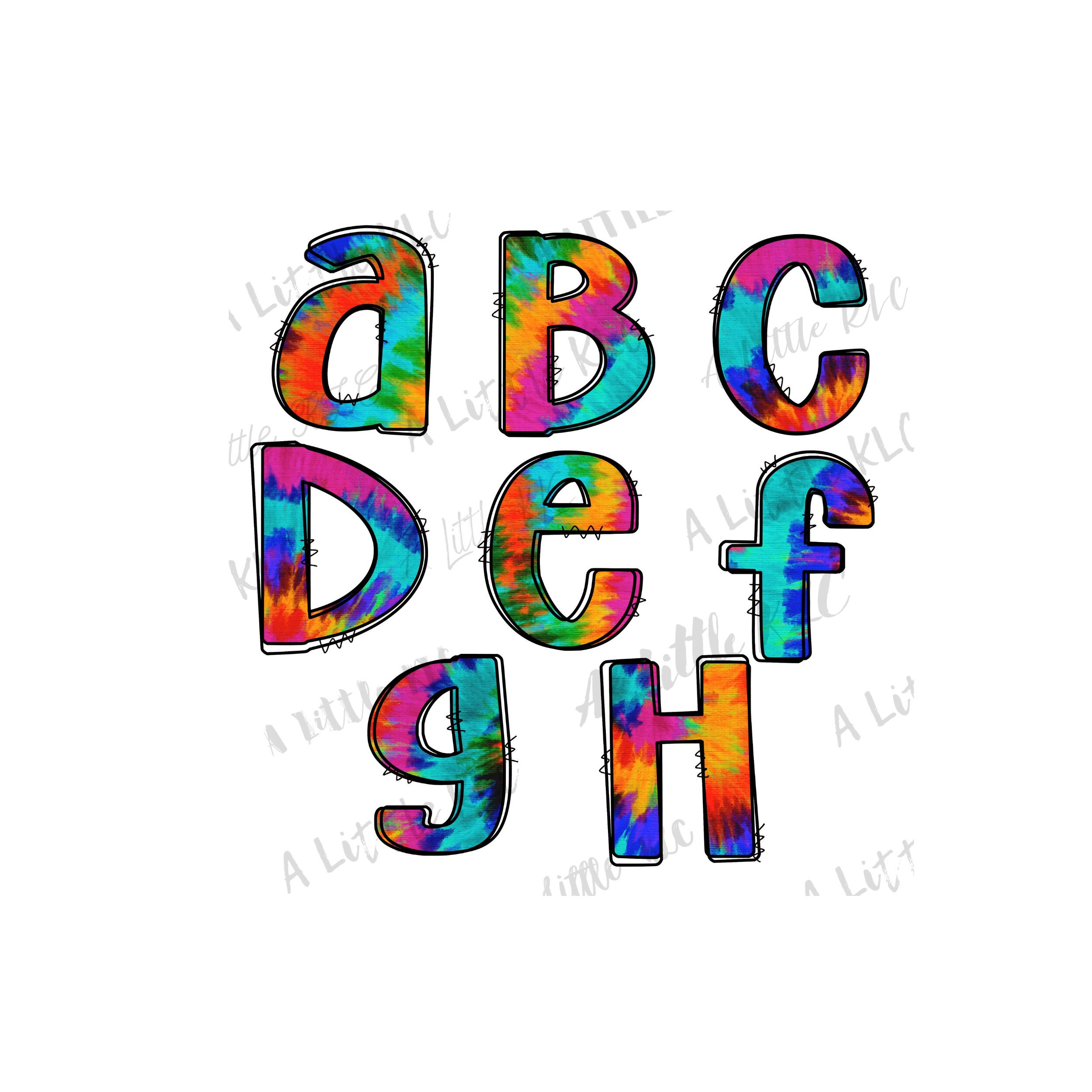 Tie Dye Alphabet Doodle Alphabet png Tie Dye Letters Aqua | Etsy