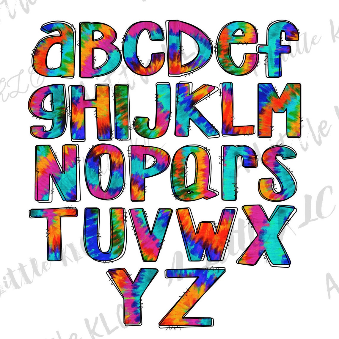 Tie Dye Alphabet Doodle Alphabet Png Tie Dye Letters Aqua - Etsy