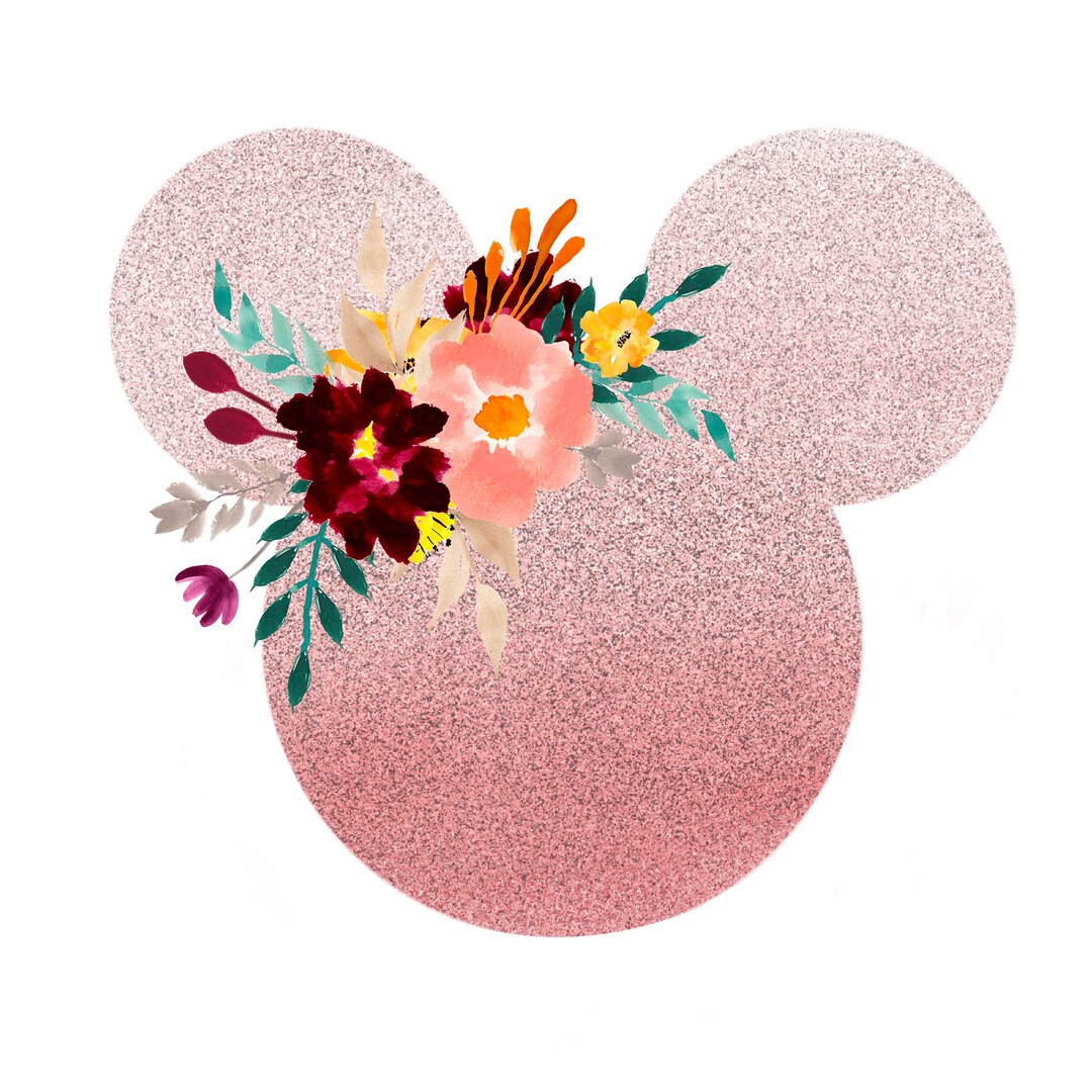 Ombré Floral Rose Gold Mouse Vacation Design, Sublimation Design ...