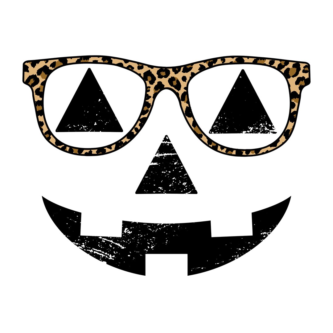 Jack-o-lantern Face Design, Leopard Glasses, Fall Pumpkin Face Design ...