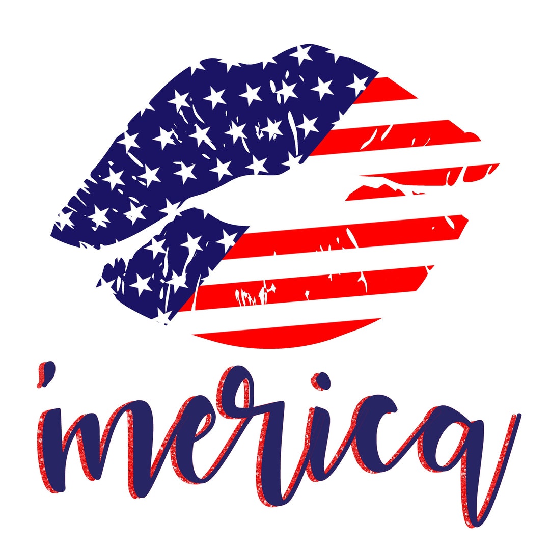 Merica Patriotic Lips Design Independence Day Design USA - Etsy