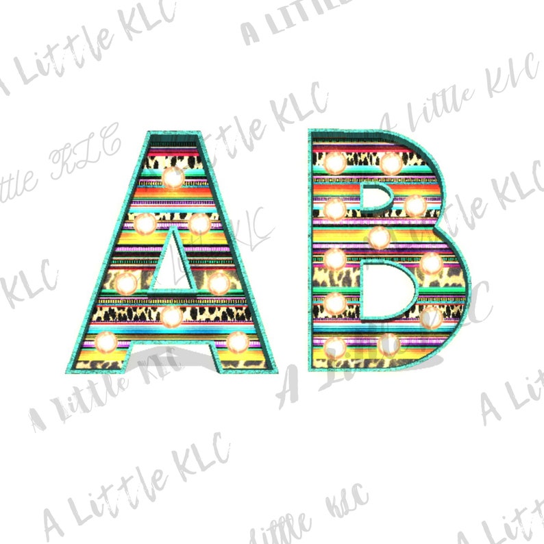 Leopard Serape Marquee Alphabet Marquee Png Serape Letters - Etsy