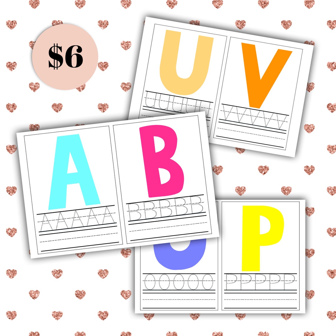 Printable Uppercase Tracing Flash Card for Children - Etsy