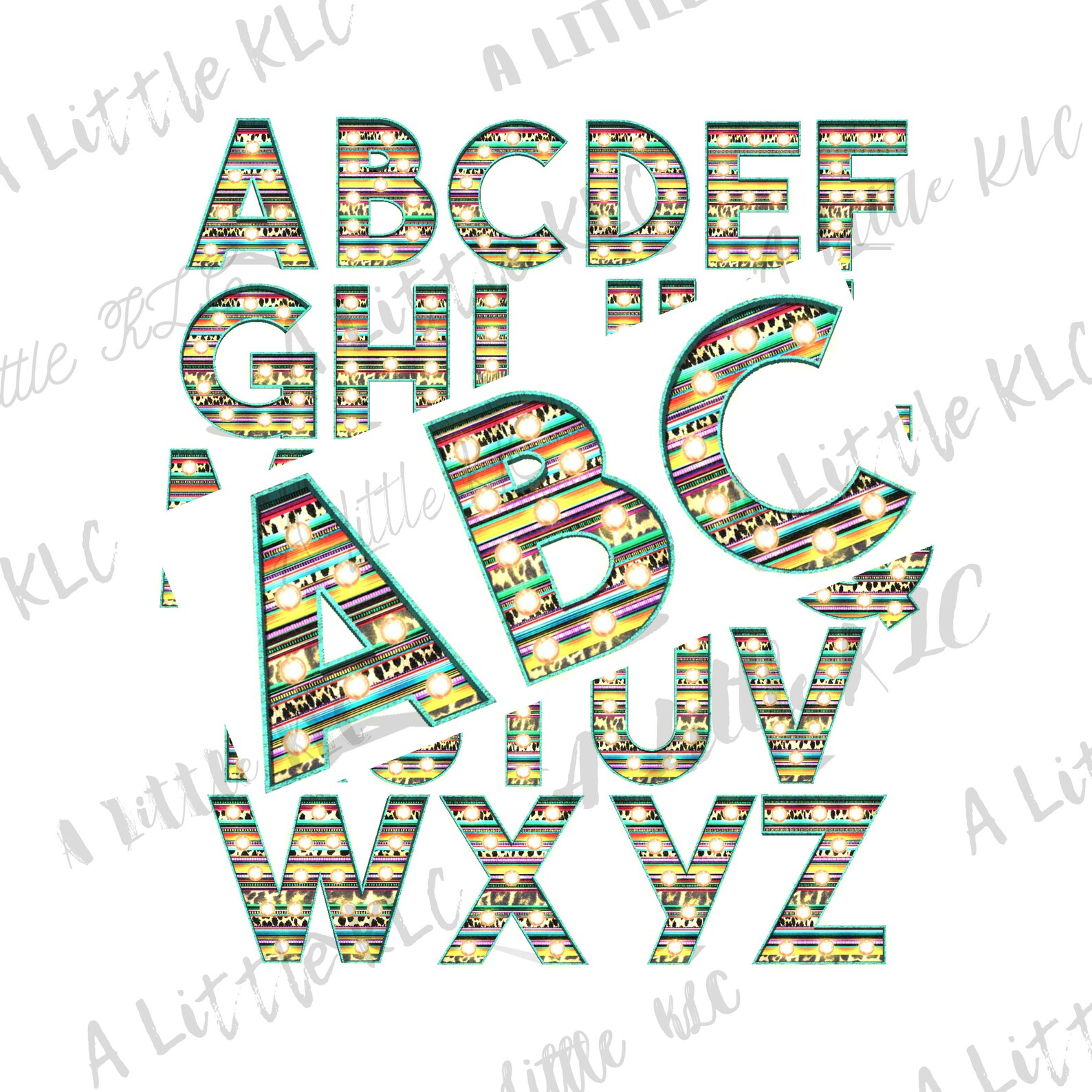 Leopard Serape Marquee Alphabet Marquee Png Serape Letters - Etsy