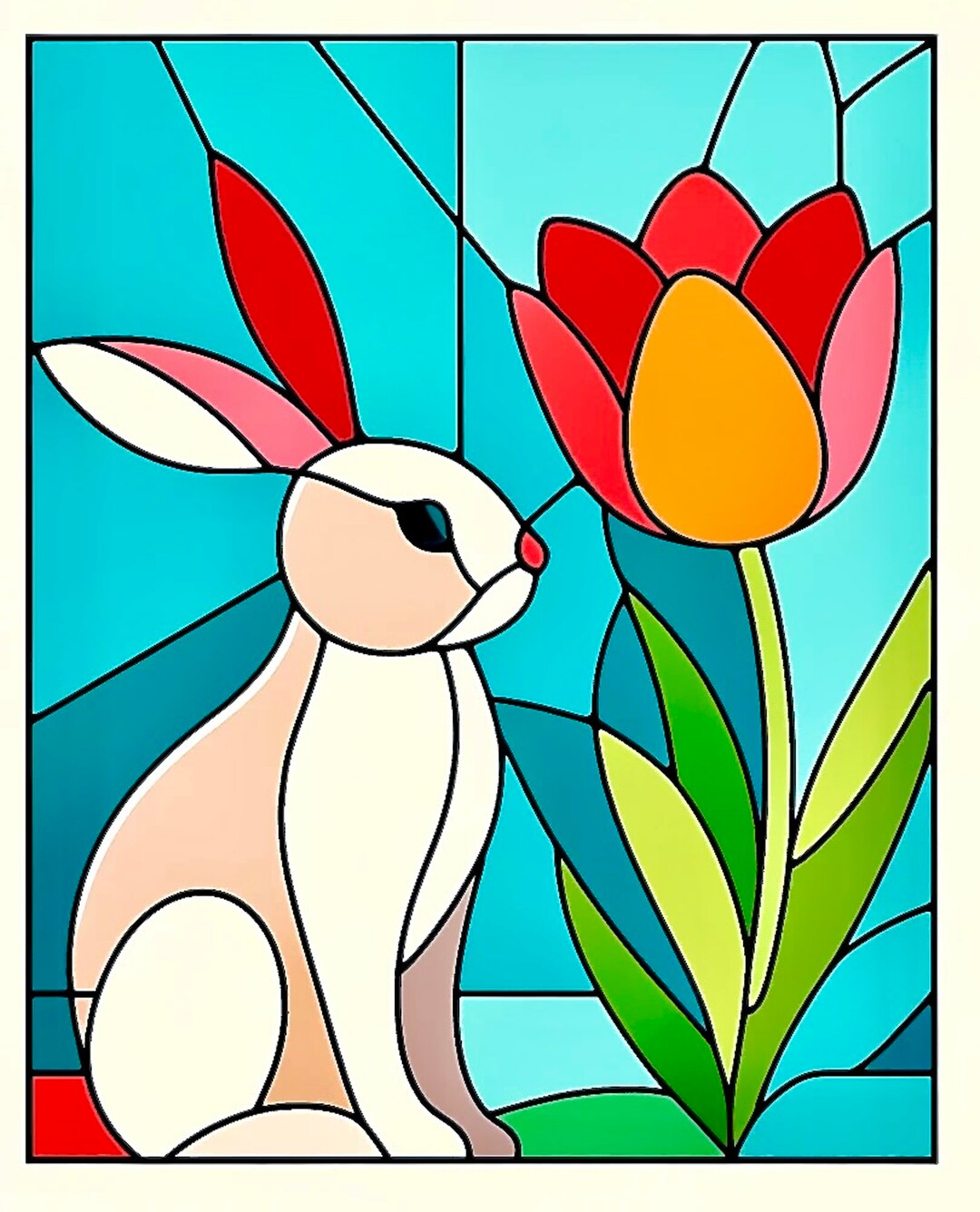Colorful Stylized Rabbit Art Print-digital Download, Modern Animal Wall ...