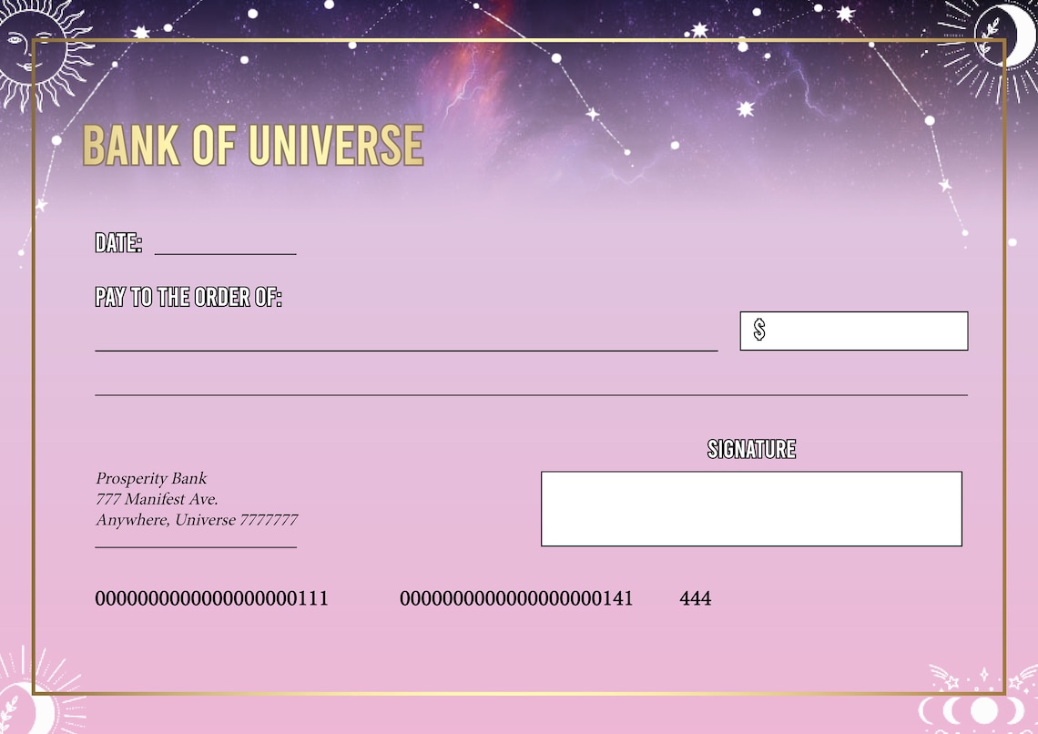 Bank of Universe Manifestation Check - Digital Download for Vision ...