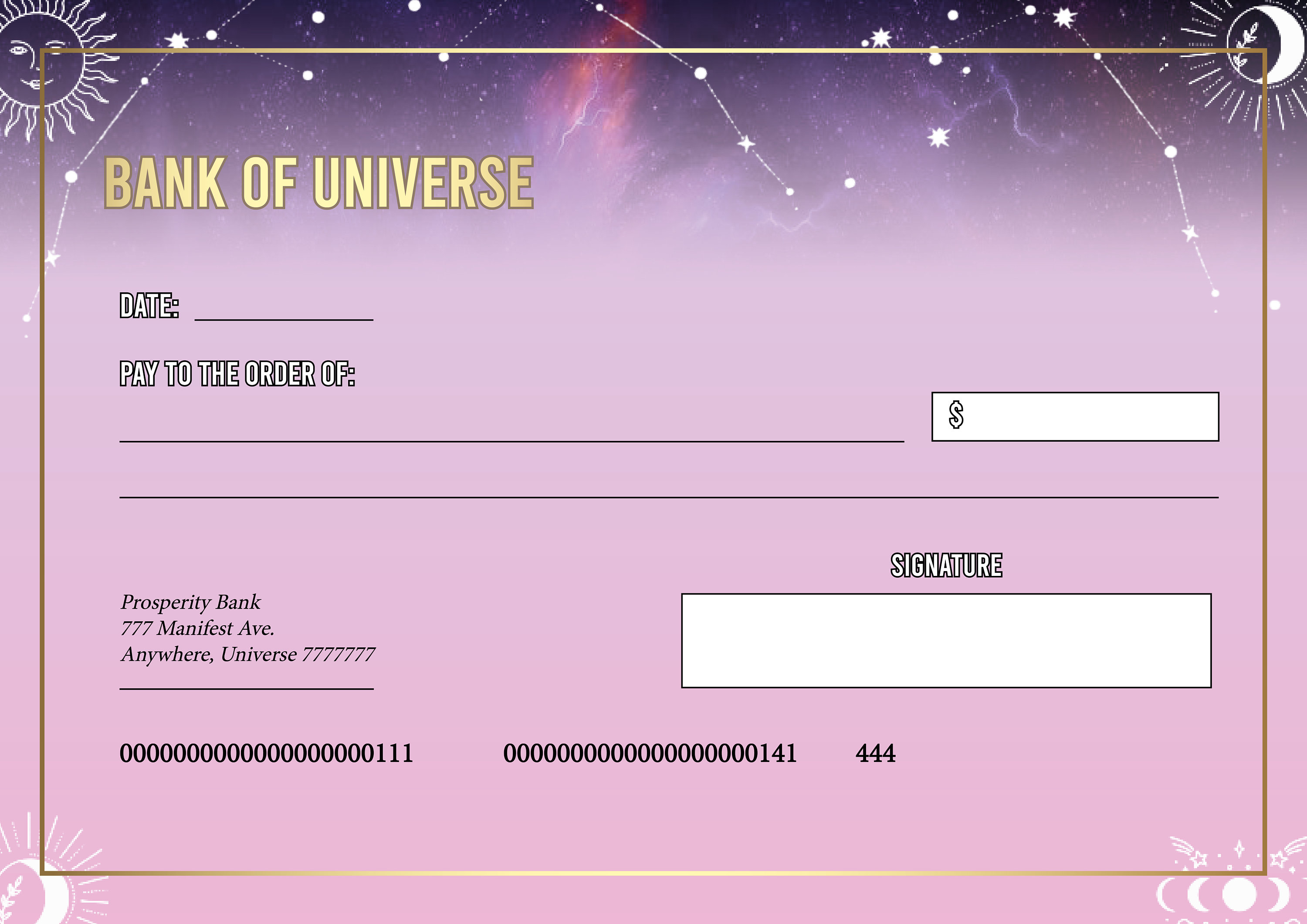 Bank of Universe Manifestation Check - Digital Download for Vision ...