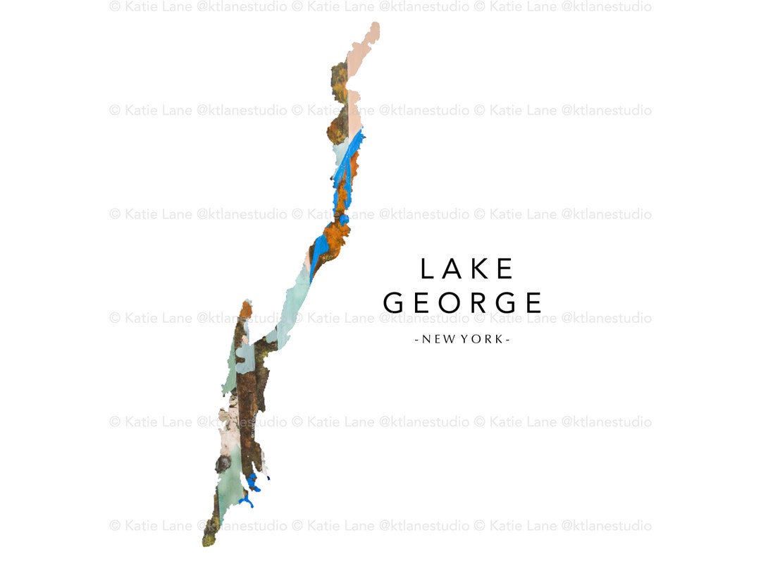 Lake George Print New York State Map Travel Map Print Poster Wall Art ...