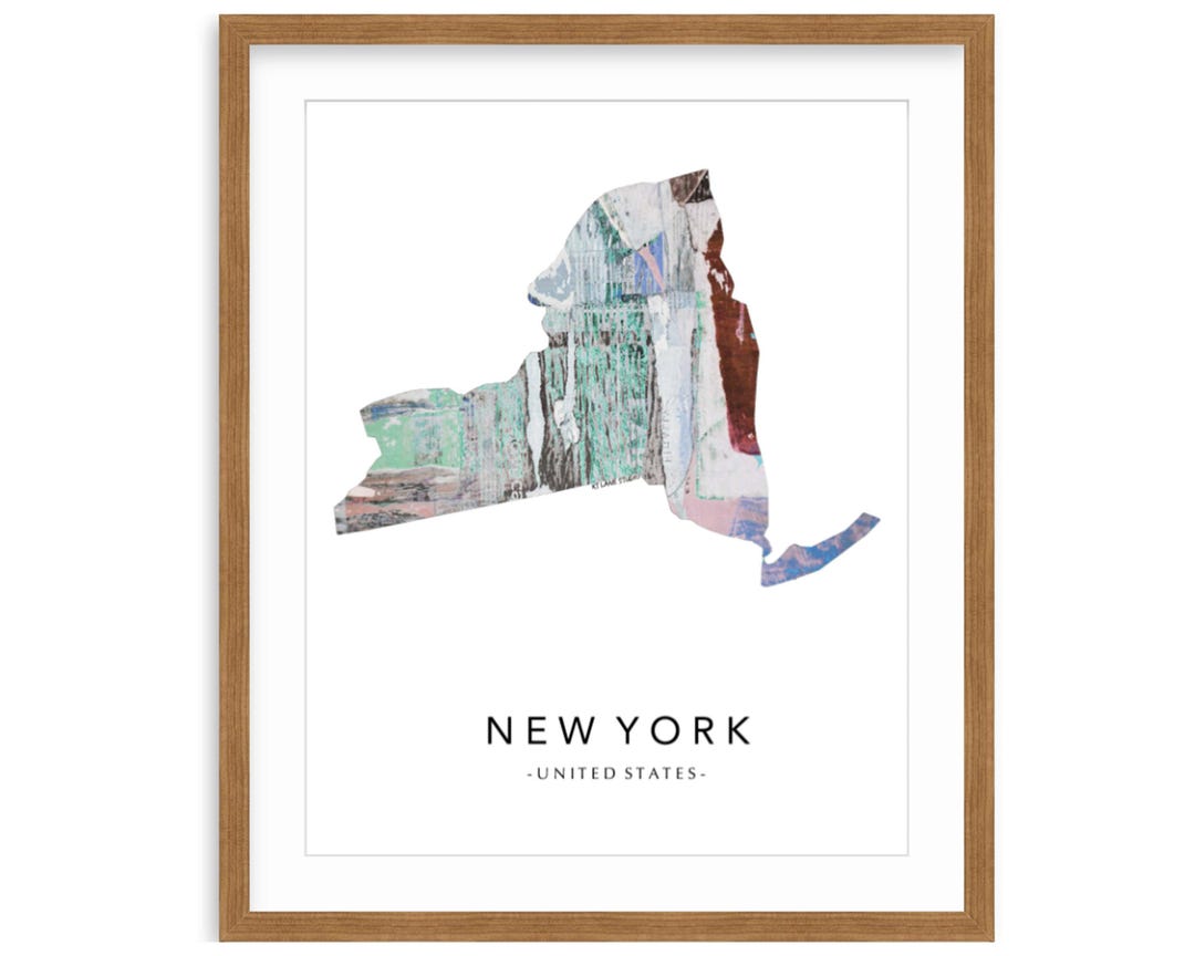 NEW YORK | Colorful Print | NY State Map | Travel Map | Print | Poster ...