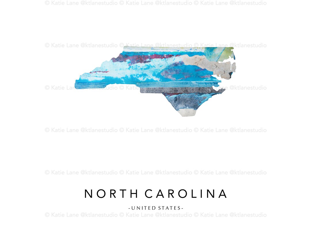 North Carolina Print North Carolina Map Travel Map Print Poster Wall ...