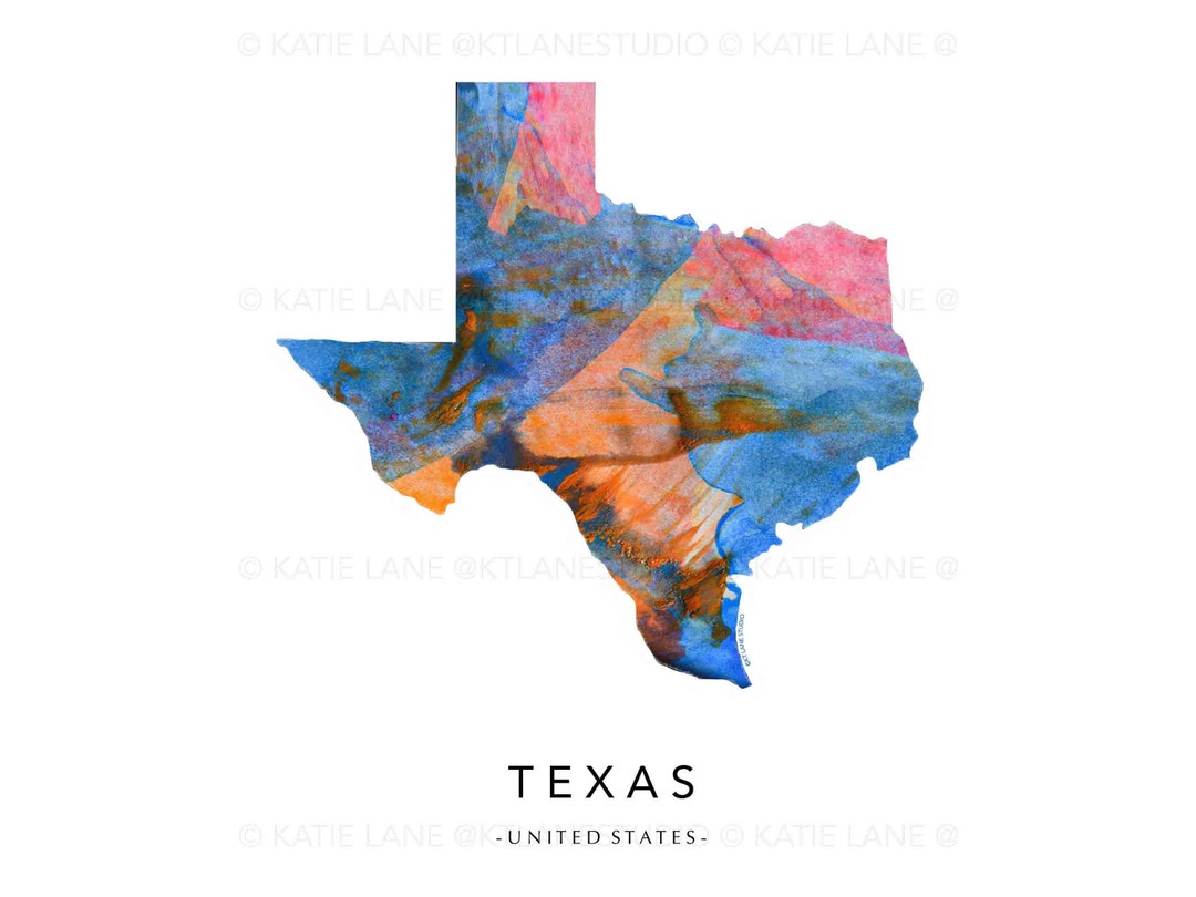 Texas State Map Art Print: Colorful Abstract Home Decor - Etsy