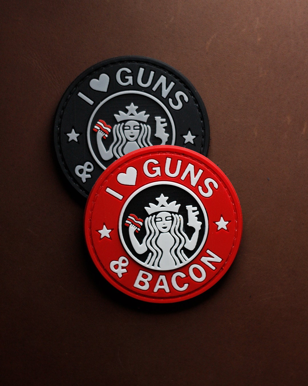 PVC Patch Tactical Morale Patch Velcro Patch I Love Guns and Bacon ...