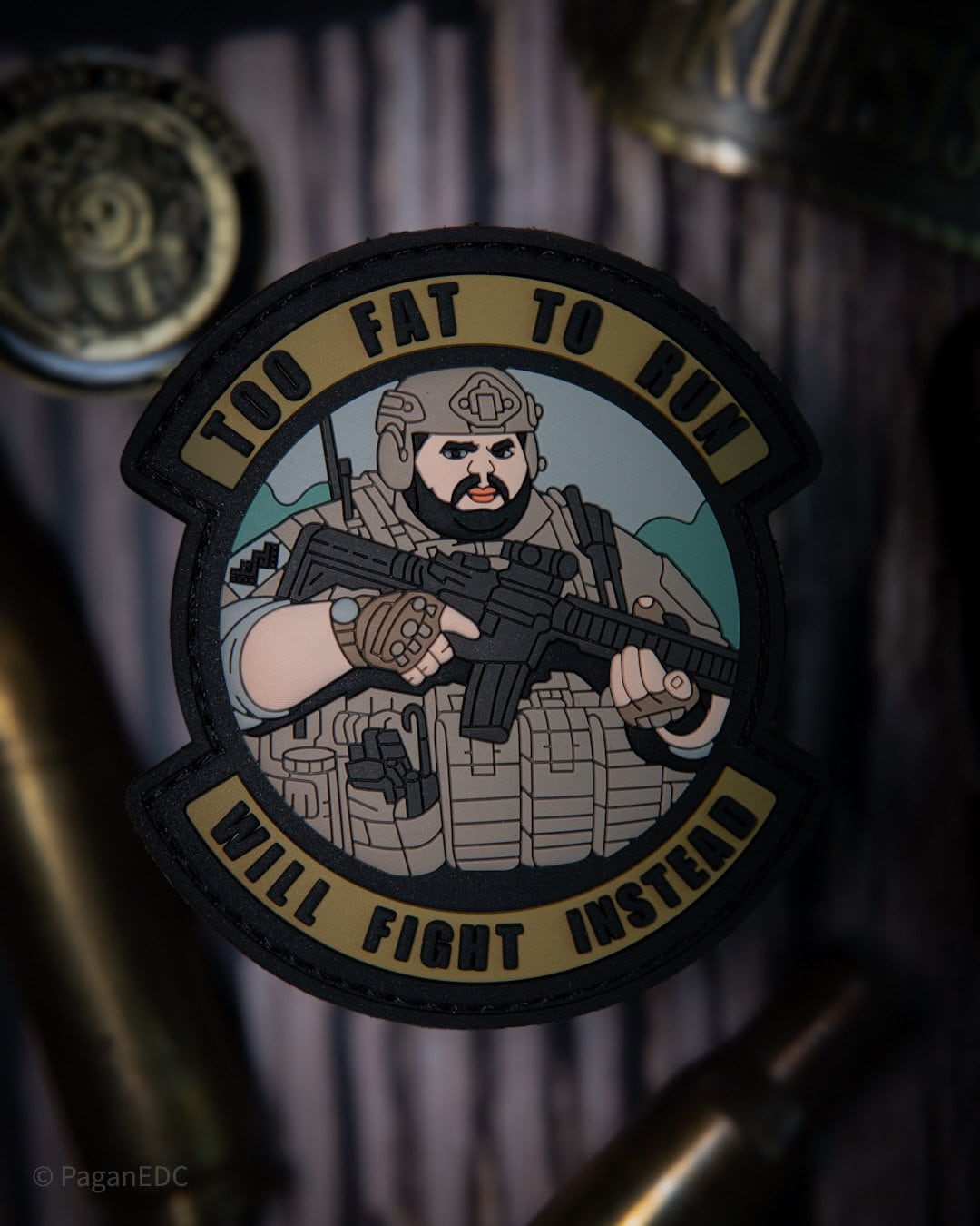 PVC Tactical Morale Patch Too Fat to Run, Hook and Loop - Etsy