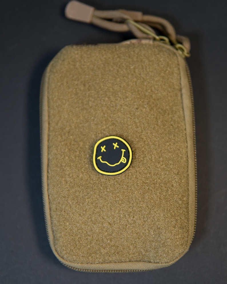 Small Morale Patch Smiley Face | Mini 1 Inch PVC Patch | Hook & Loop ...