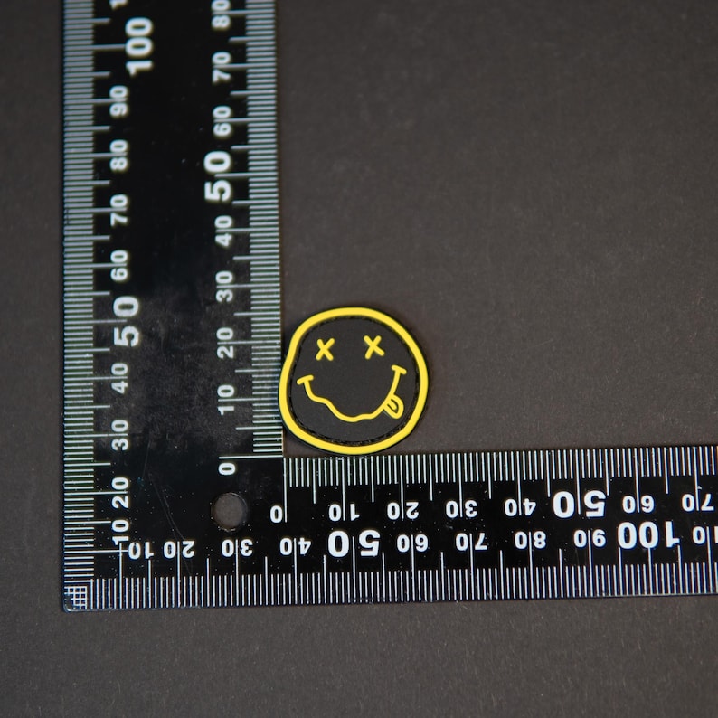 PVC Morale Patch Smiley Face | Mini 1 Inch Patch | Hook & Loop Backing ...