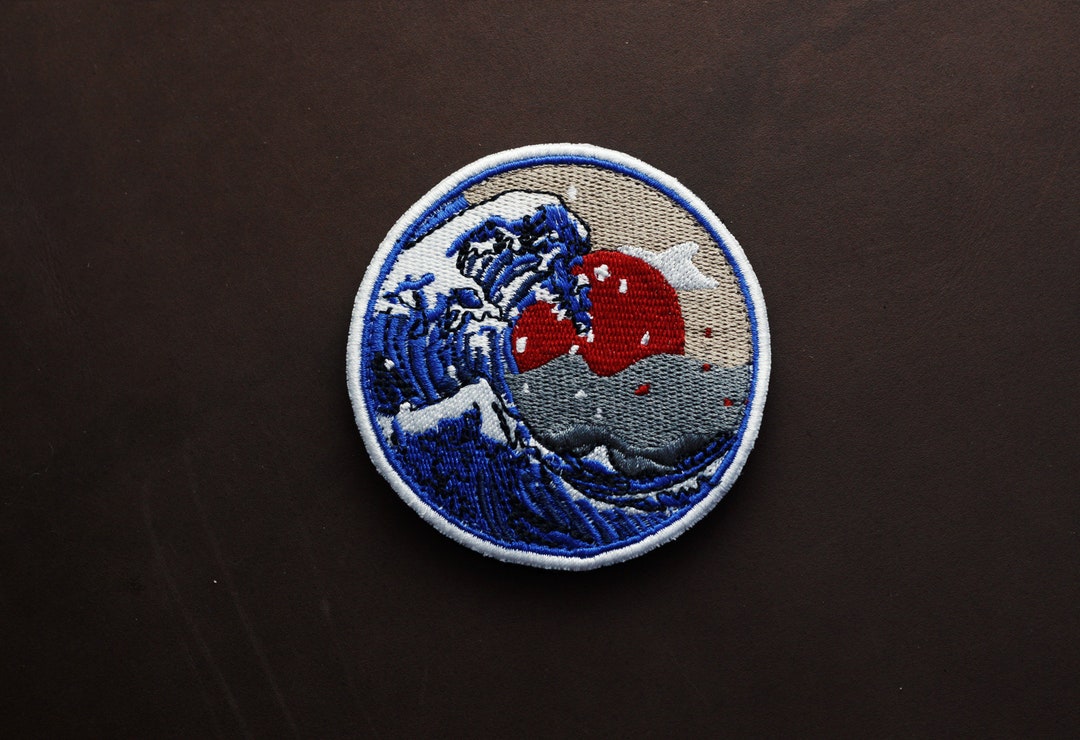 Embroidered Patch Tactical Morale Patch Great Wave, Embroidery Patch - Etsy