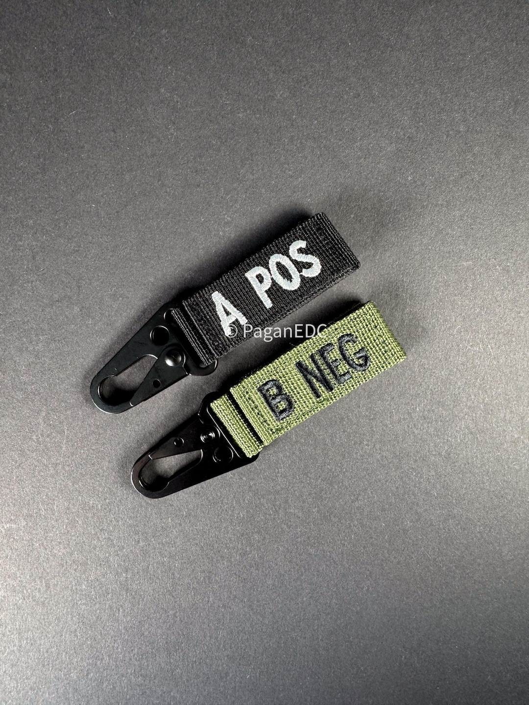 Blood Type Keychain Strap – Tactical Molle ID Tag With Hook Clip (A POS ...