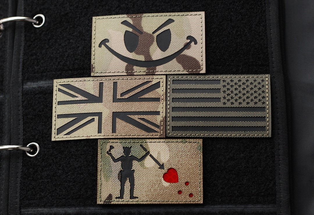Patch Infrared Morale Patch, Pirate Flag , Smile, Blackbeard, American Flag, USA Flag, UK Flag ...