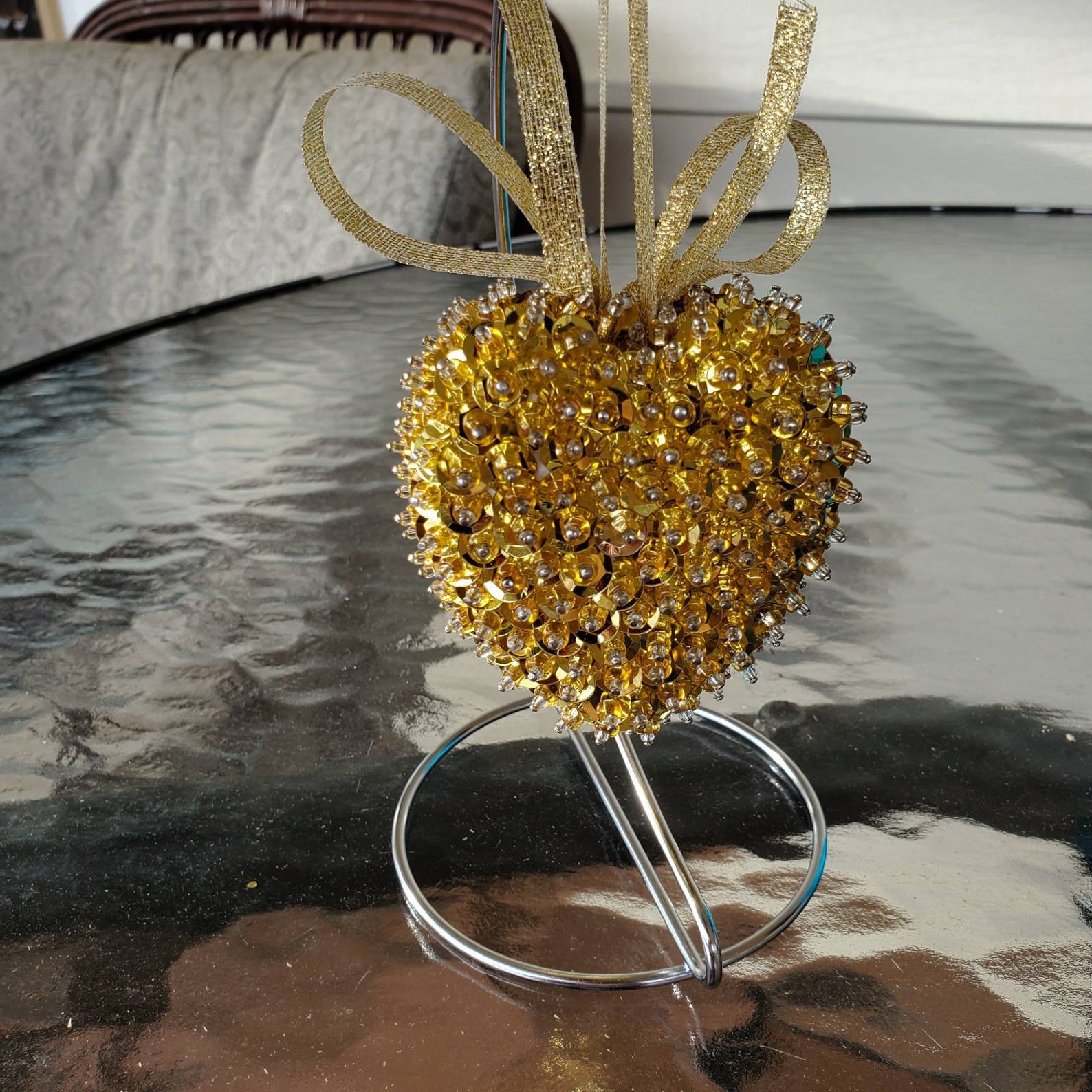Gold Heart Shaped Christmas Ornament - Etsy