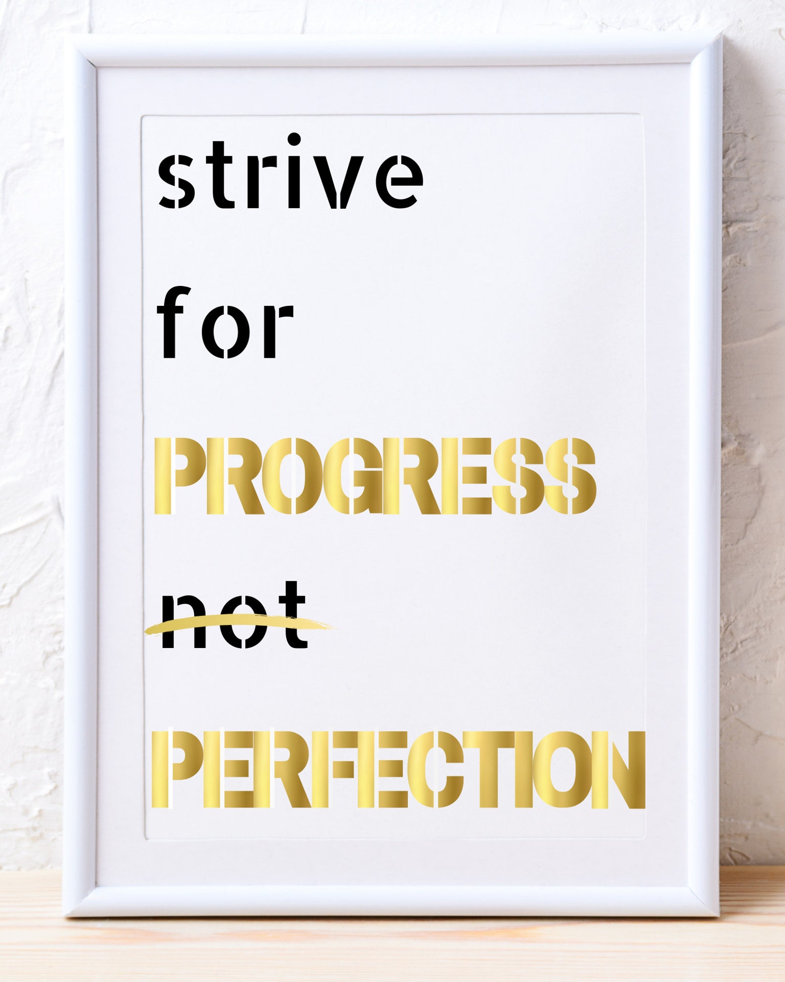 Progress Not Perfection Gold PRINTABLE. Motivational Quote. Self Love ...