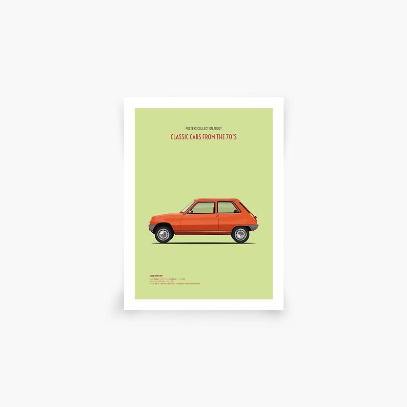 Renault 5 TL Année 1972 Poster - Etsy