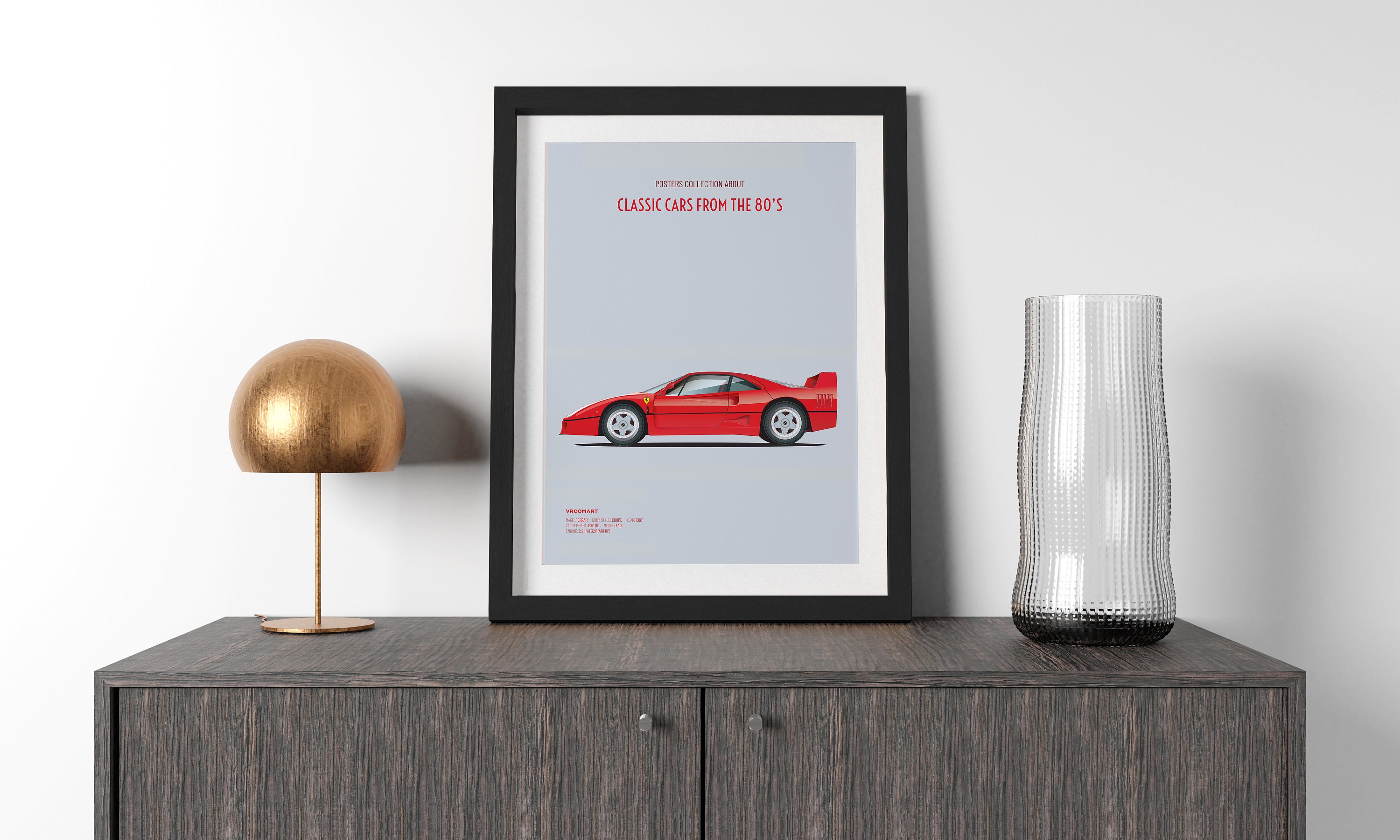 FERRARI F40 80's Poster Classic Car Print - Etsy