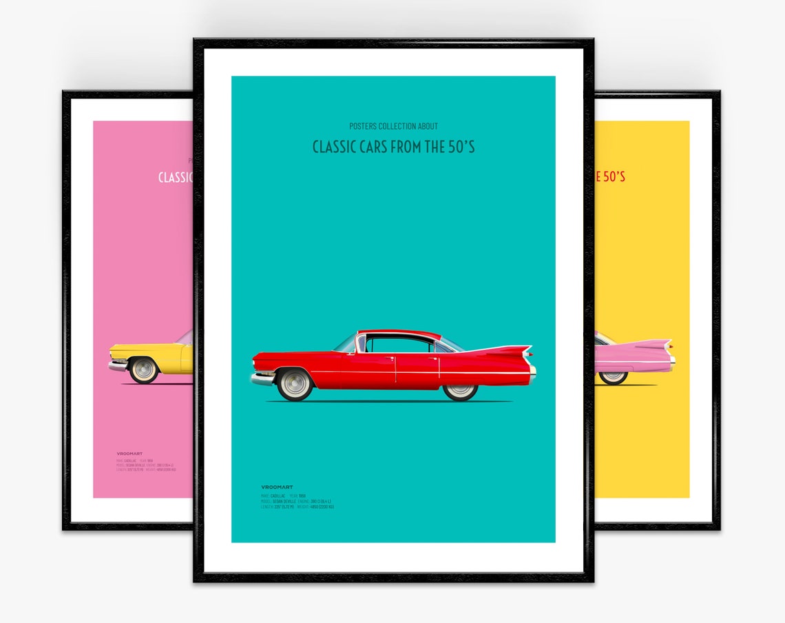 CADILLAC Sedan Deville 1959 Classic Car Poster Print - Etsy