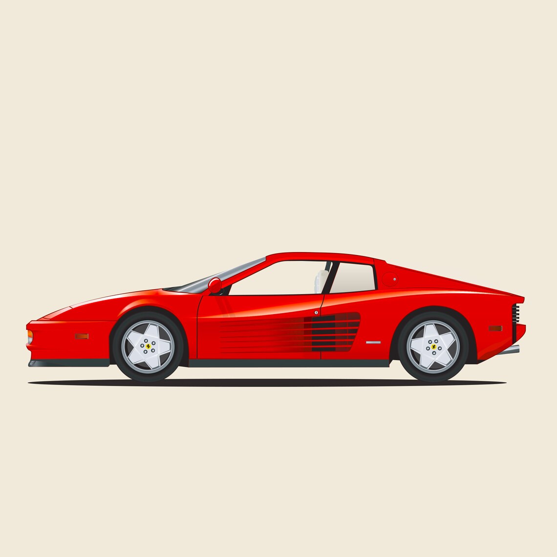 FERRARI TESTAROSSA CLASSIC 80's Car Poster Print - Etsy
