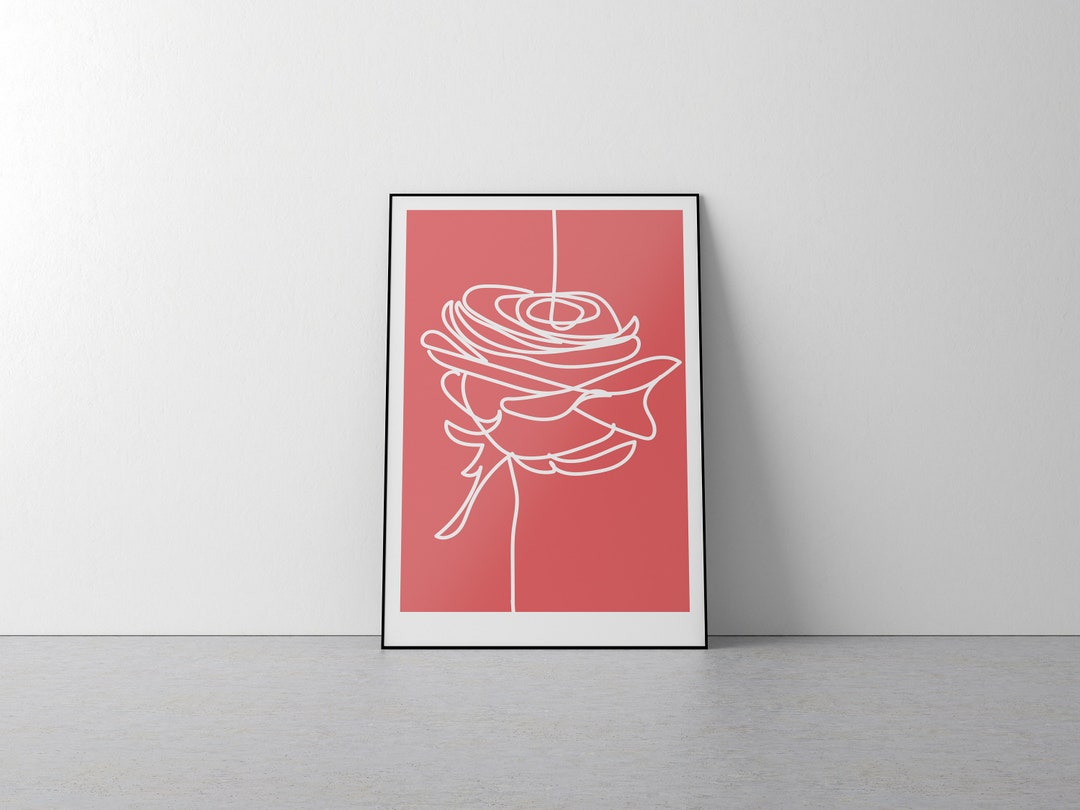 Rose Line Drawing Art Print Digital Download - Etsy