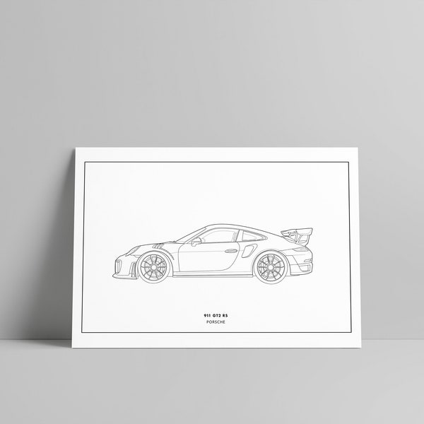 Porsche Black Line Drawing - Etsy