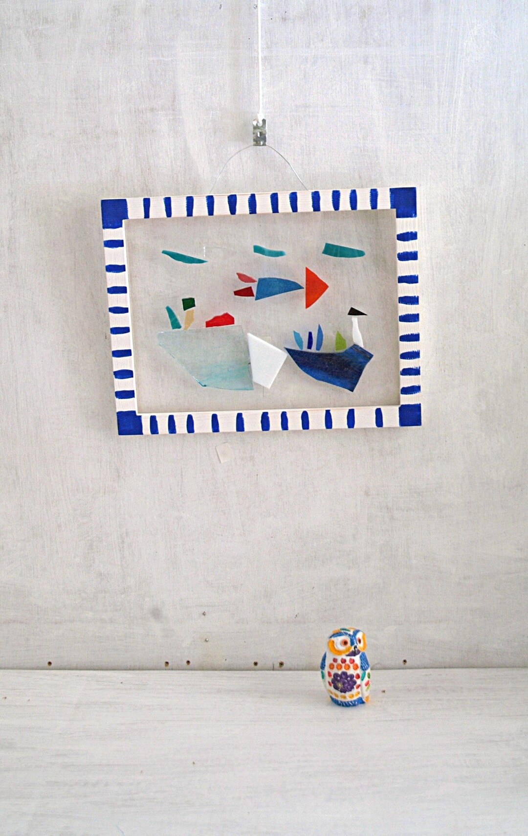 A Glass Squid collage of Stained Glass/ Framed. - Etsy