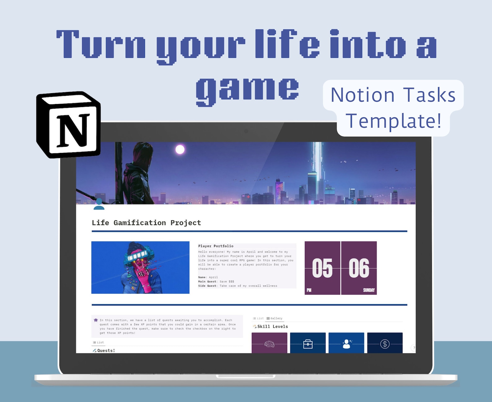 Life Gamification Notion Template | RGP Personal Planner | Game of Life ...