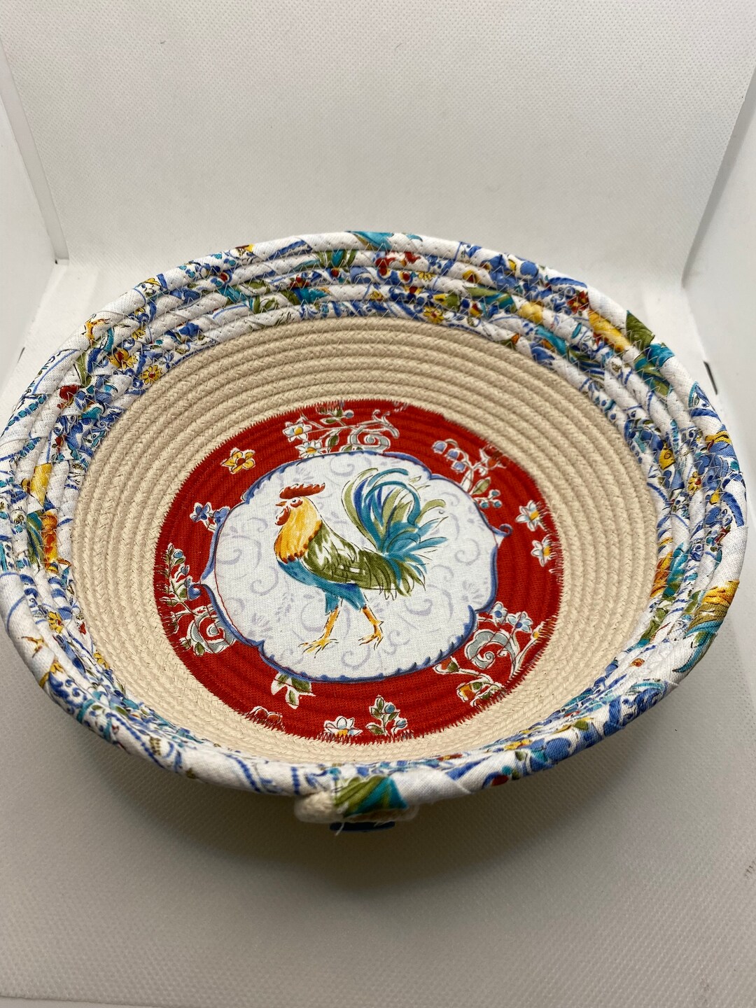 Red Rooster Bowl Fabric Wrapped Bowl Bowl Rope Bowl - Etsy UK