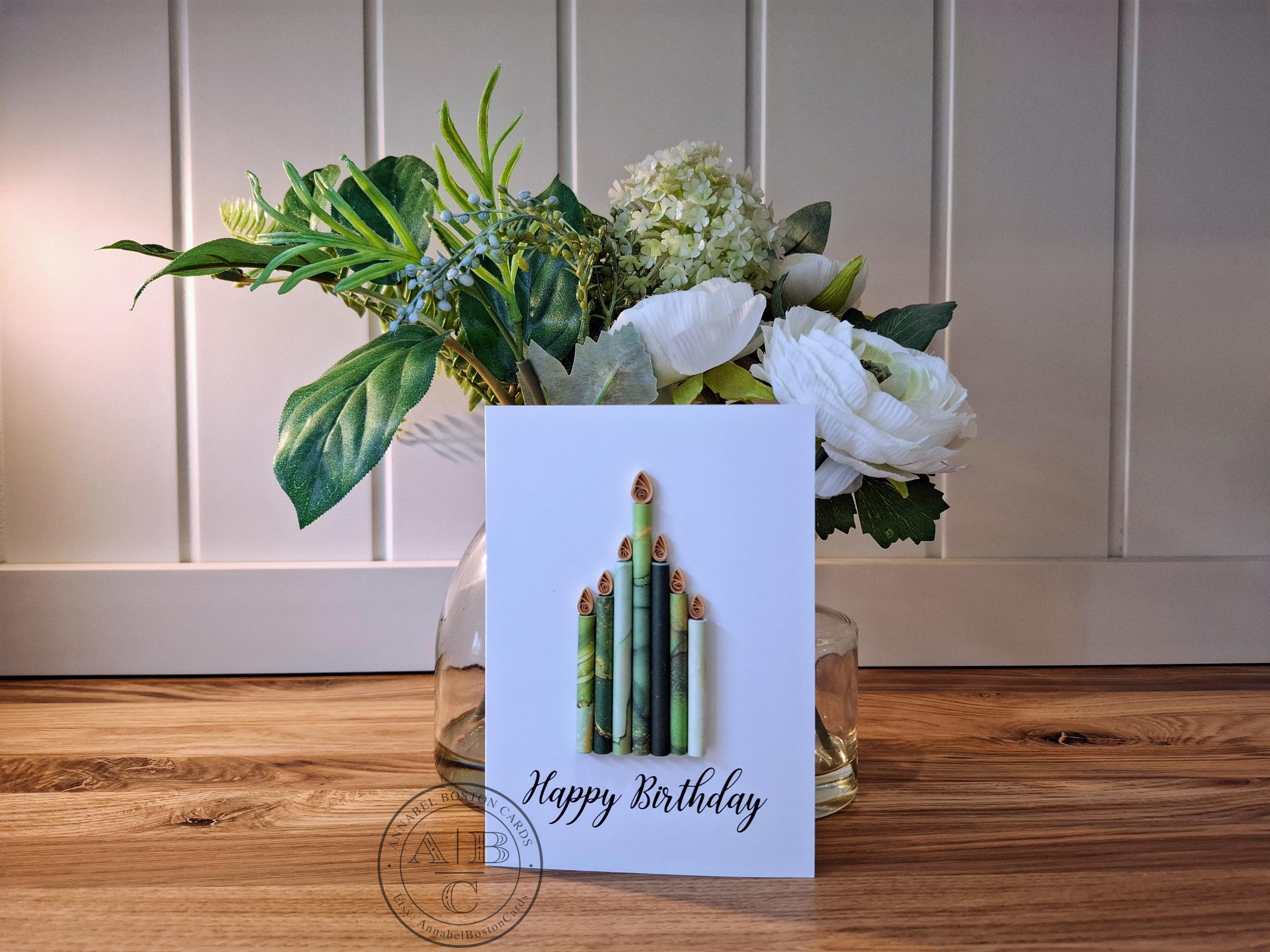 Happy Birthday Candle Celebration Card With Paper Quilled Flames - Etsy