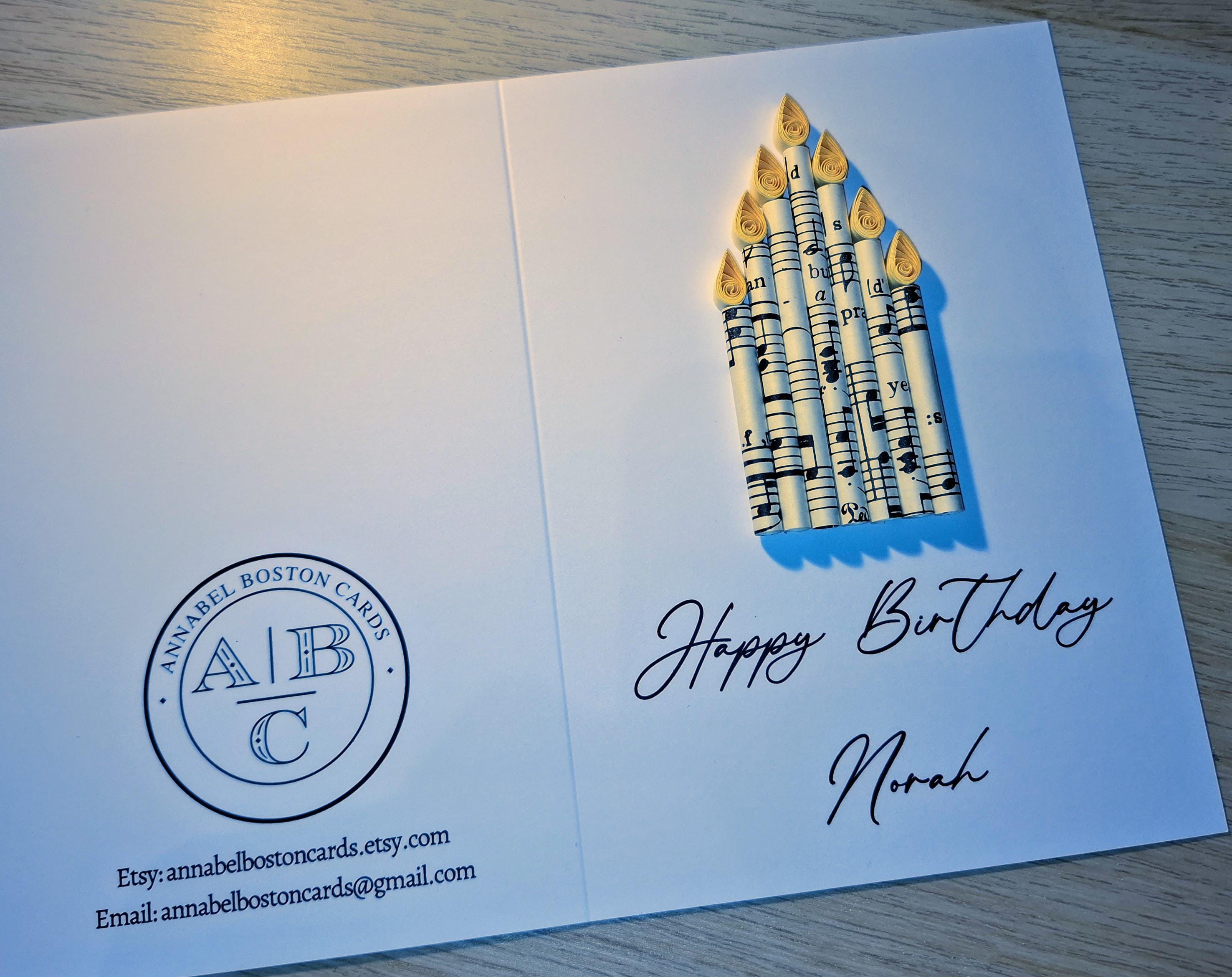 Happy Birthday Candle Celebration Card With Paper Quilled Flames - Etsy