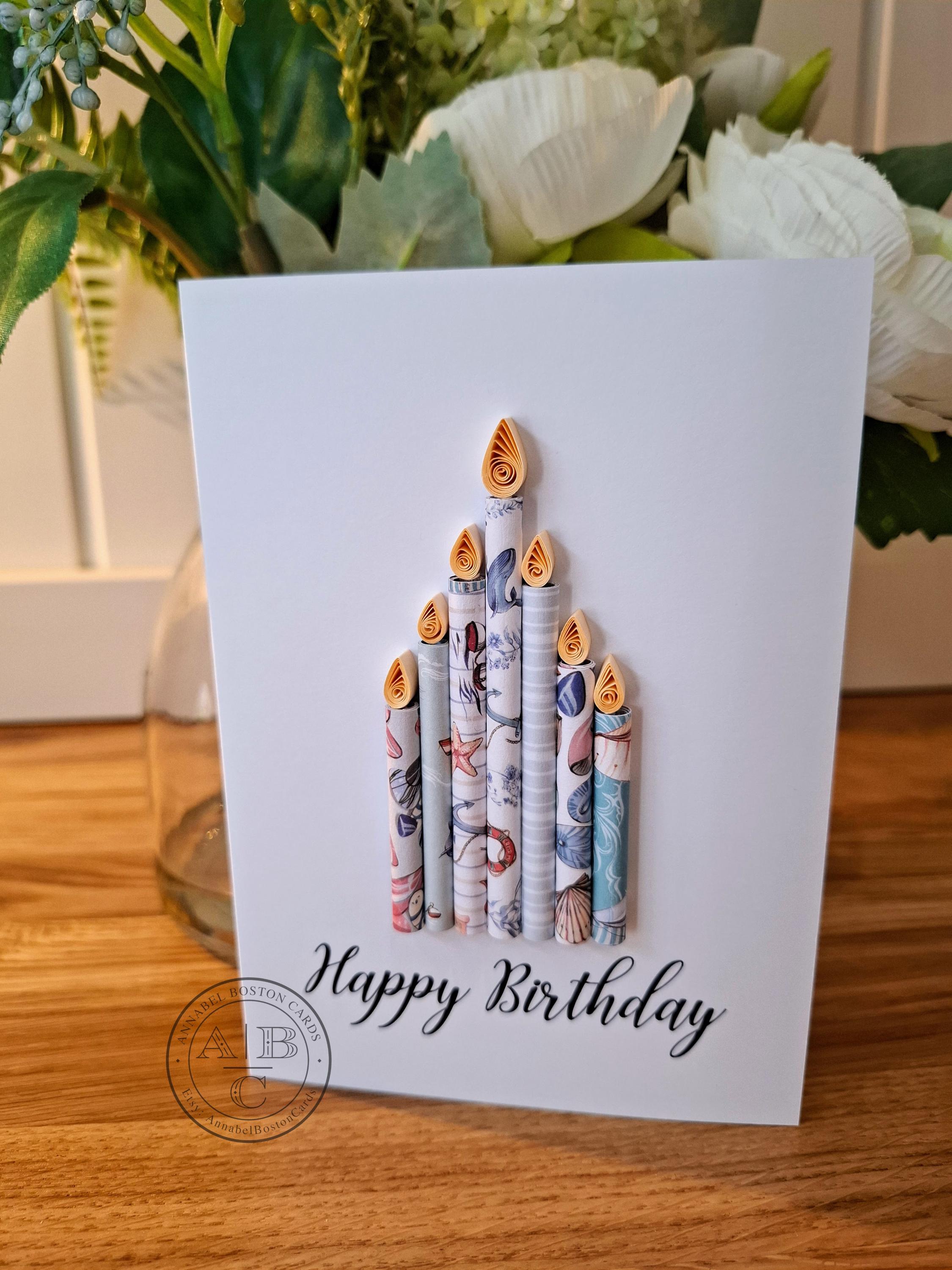Happy Birthday Candle Celebration Card With Paper Quilled Flames - Etsy