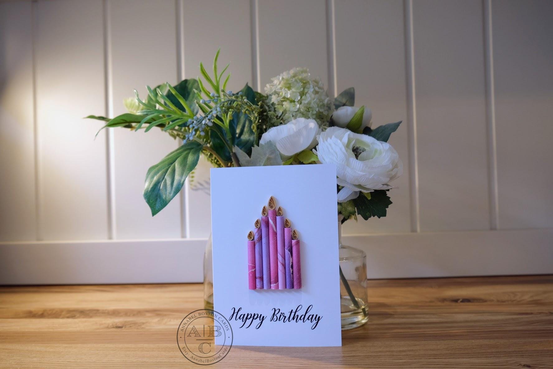 Happy Birthday Candle Celebration Card With Paper Quilled Flames - Etsy